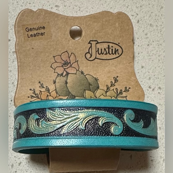 Justin Boots | Jewelry | Justin Genuine Leather Turquoise And Black ...